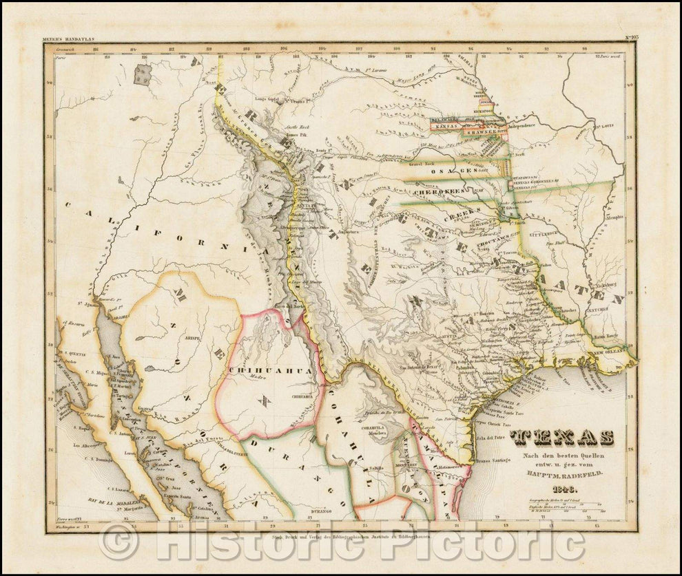 Historic Map - Texas, 1846, Joseph Meyer - Vintage Wall Art – Historic ...