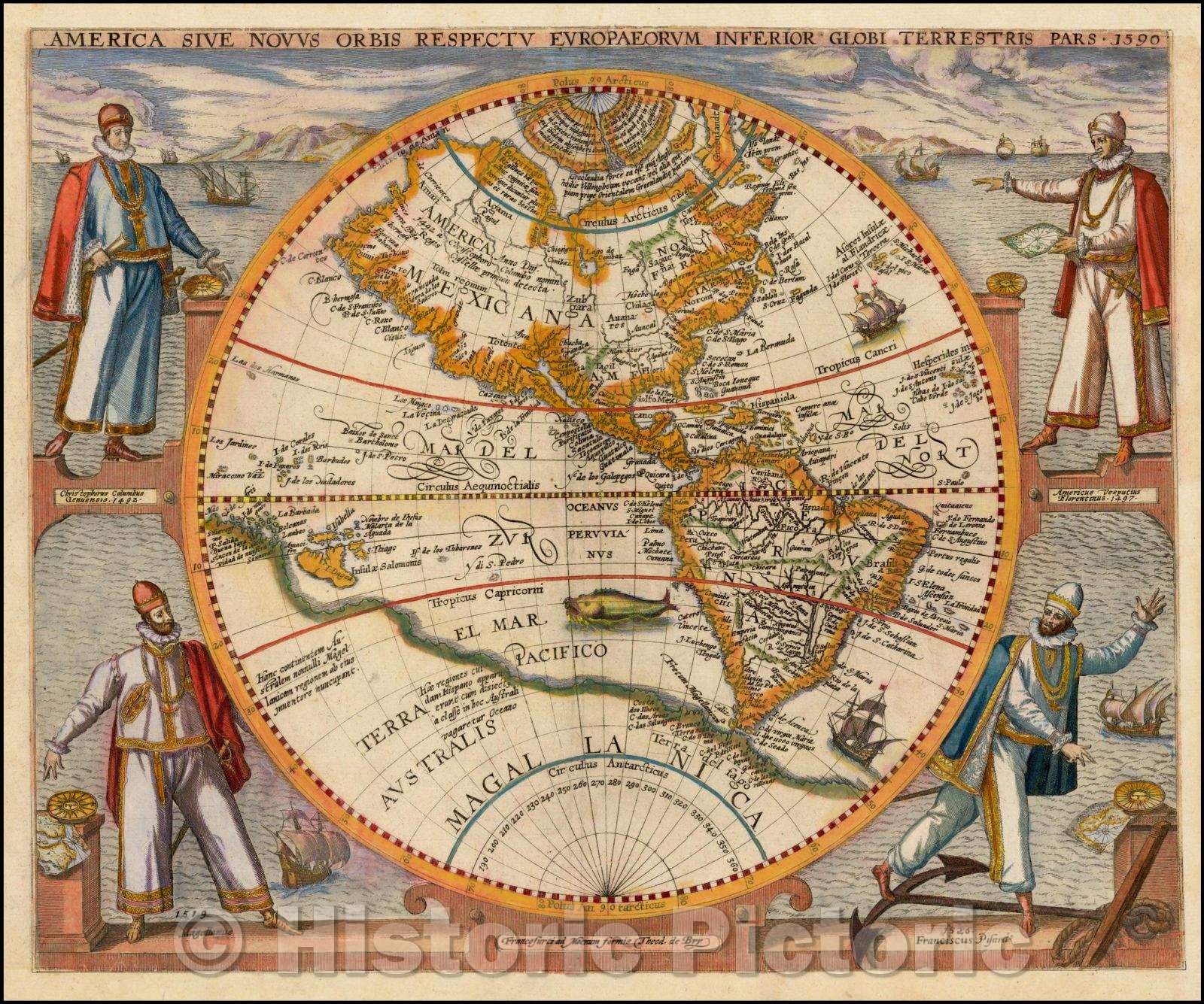 Historic Map - America Sive Novus Orbis Respectu Europaeorum Inferior ...