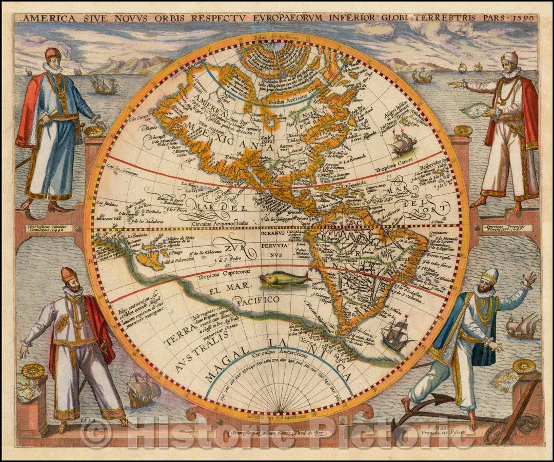 Historic Map - America Sive Novus Orbis Respectu Europaeorum Inferior ...