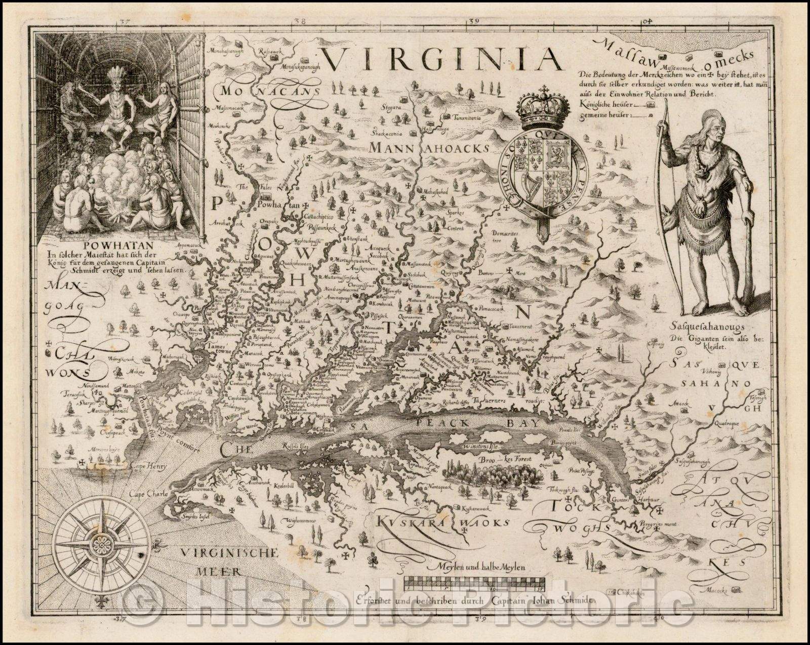 Historic Map - Virginia, 1627, John Smith - Vintage Wall Art - Historic ...
