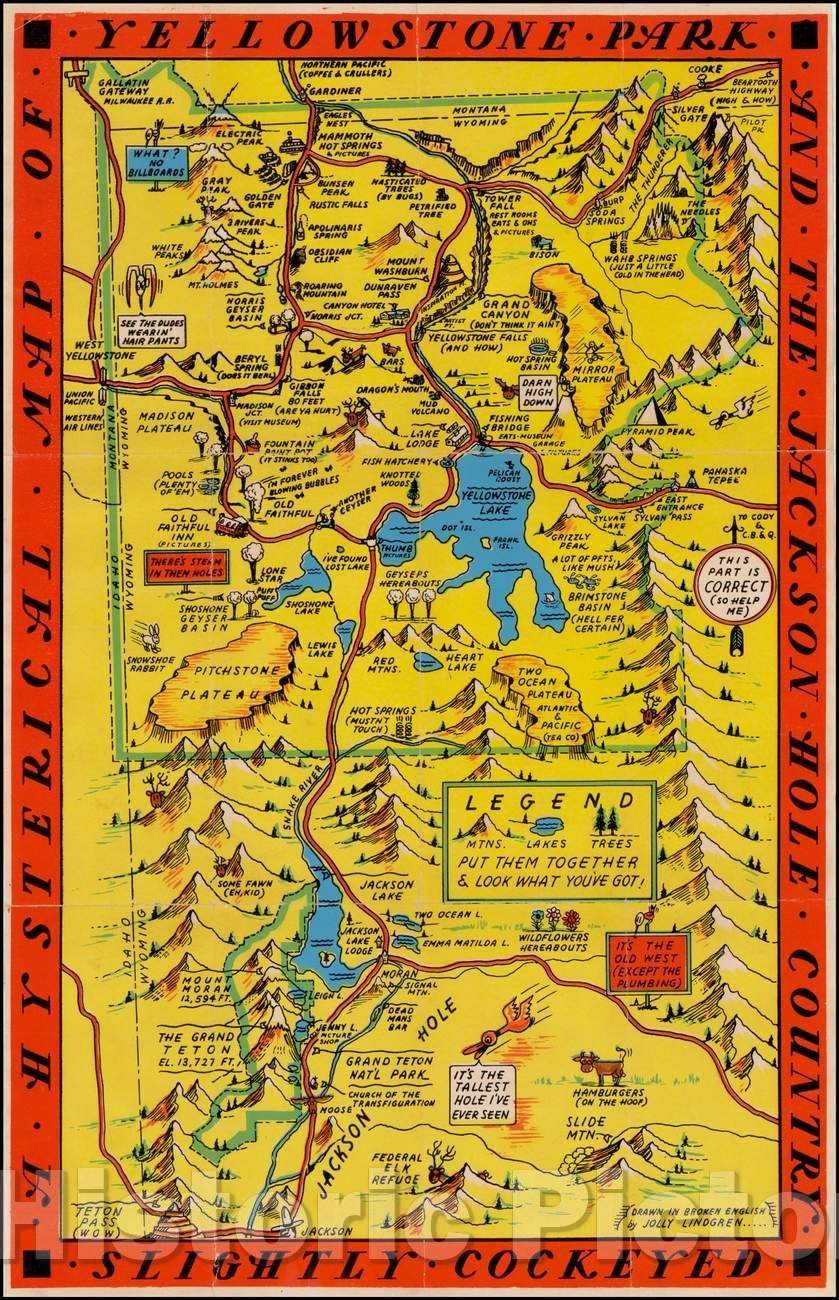 Historic Map - A Hysterical Map Of The Yellowstone Park And The Jackso ...
