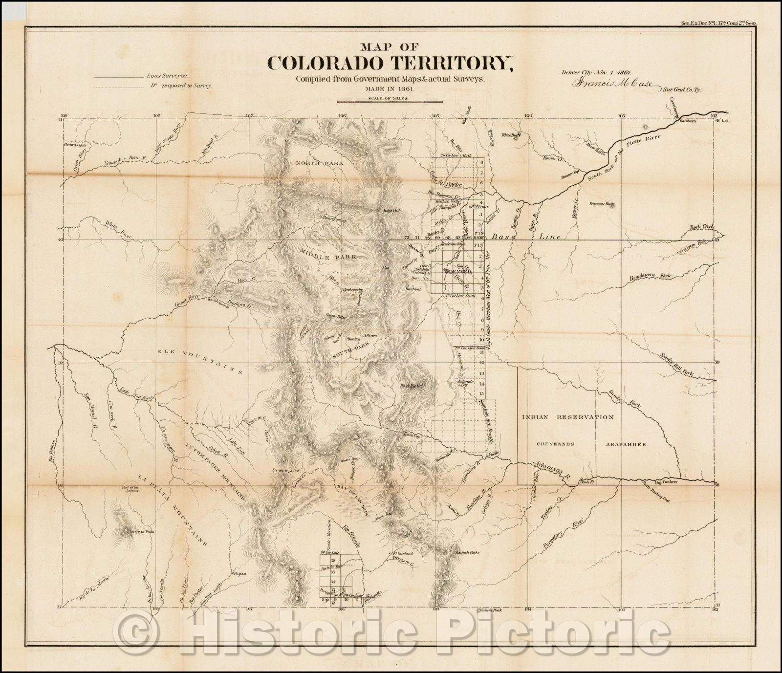 Historic Map - Map of Colorado Territory, 1861, General Land Office v1 ...