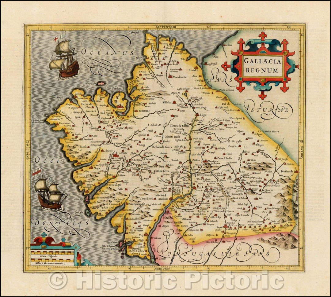 Historic Map - Gallaecia Regnum, 1619, Gerard Mercator - Vintage Wall ...