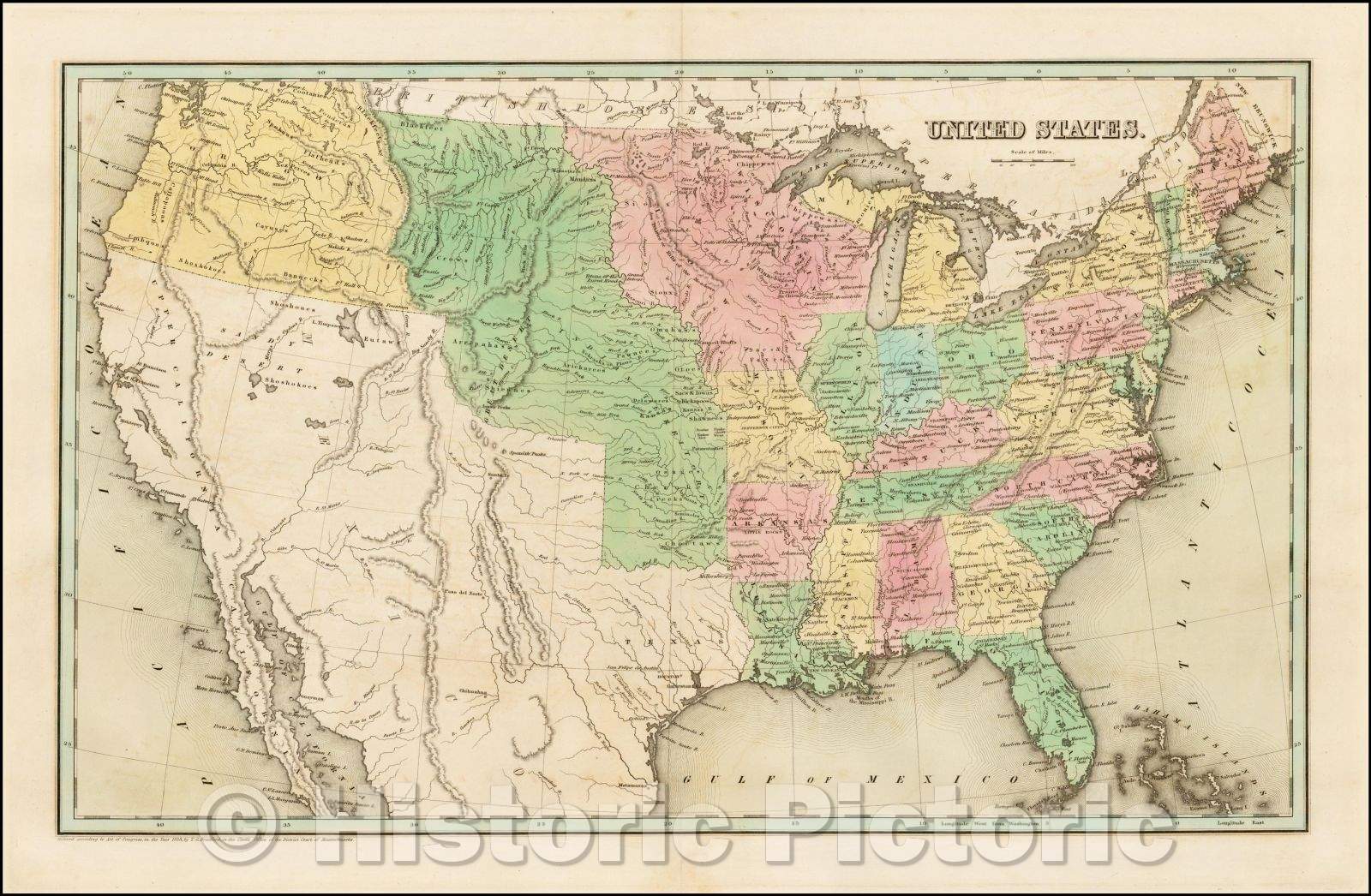 Historic Map - United States, 1838, Thomas Gamaliel Bradford v3 ...