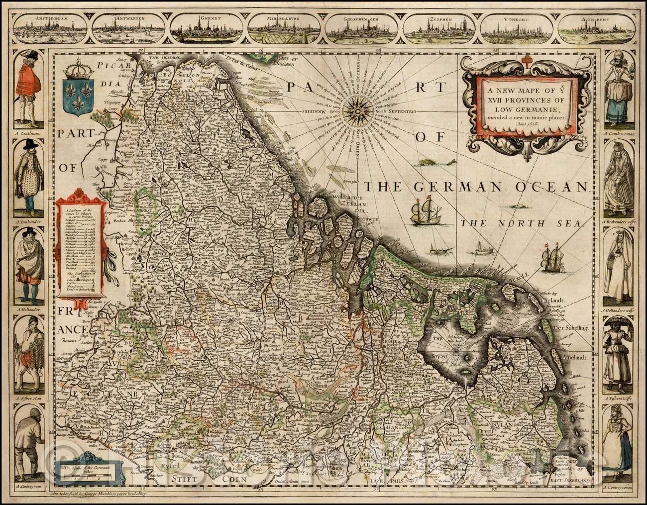 Historic Map - A New Mape of ye XVII Provinces of Low Germanie, Mended ...
