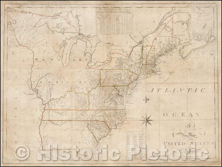 Historic Map - The United States of America, 1803, Osgood Carleton - V ...