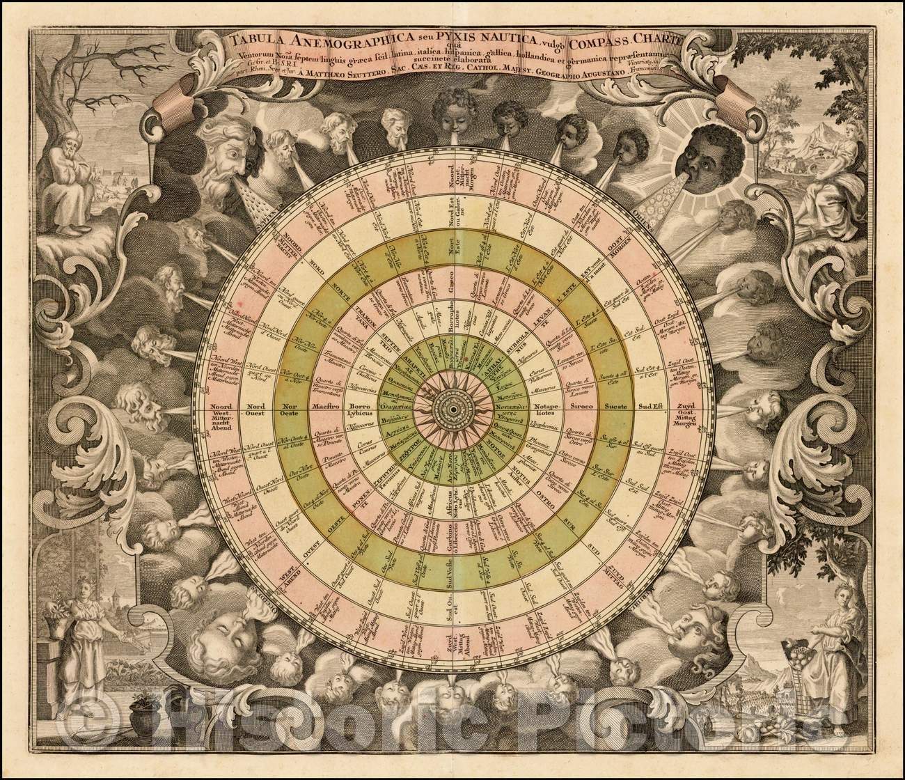 Historic Map - Tabula Anemographica seu Pyxis Nautica, vulgo Compass C ...