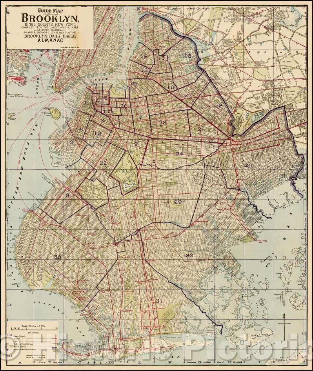 Historic Map - Guide Map of the Borough of Brooklyn, Kings County, New ...