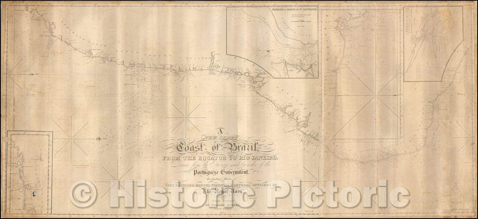 Historic Map - A New Chart of the Coast of Brazil, From The Equator To ...
