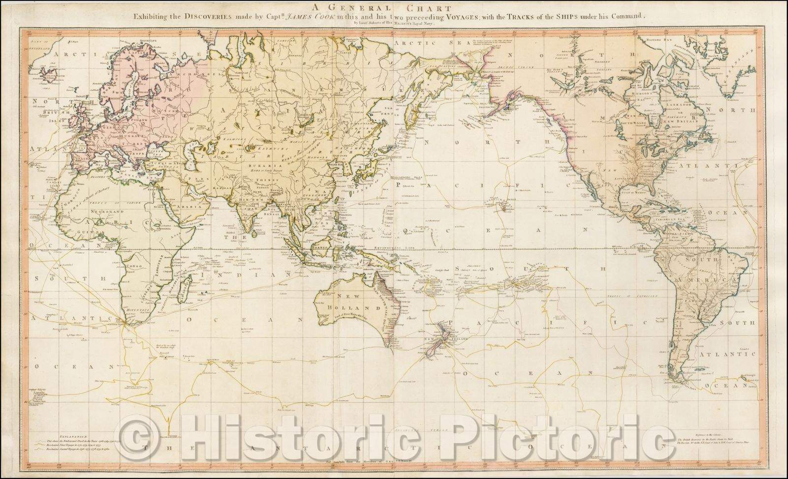 Historic Map - A General Chart Exhibiting the Discoveries made, 1784 ...