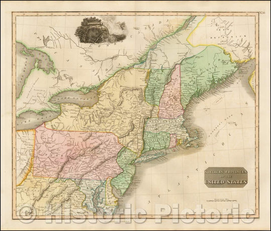 Historic Map - Northern Provinces of the United States, 1817, John Tho ...