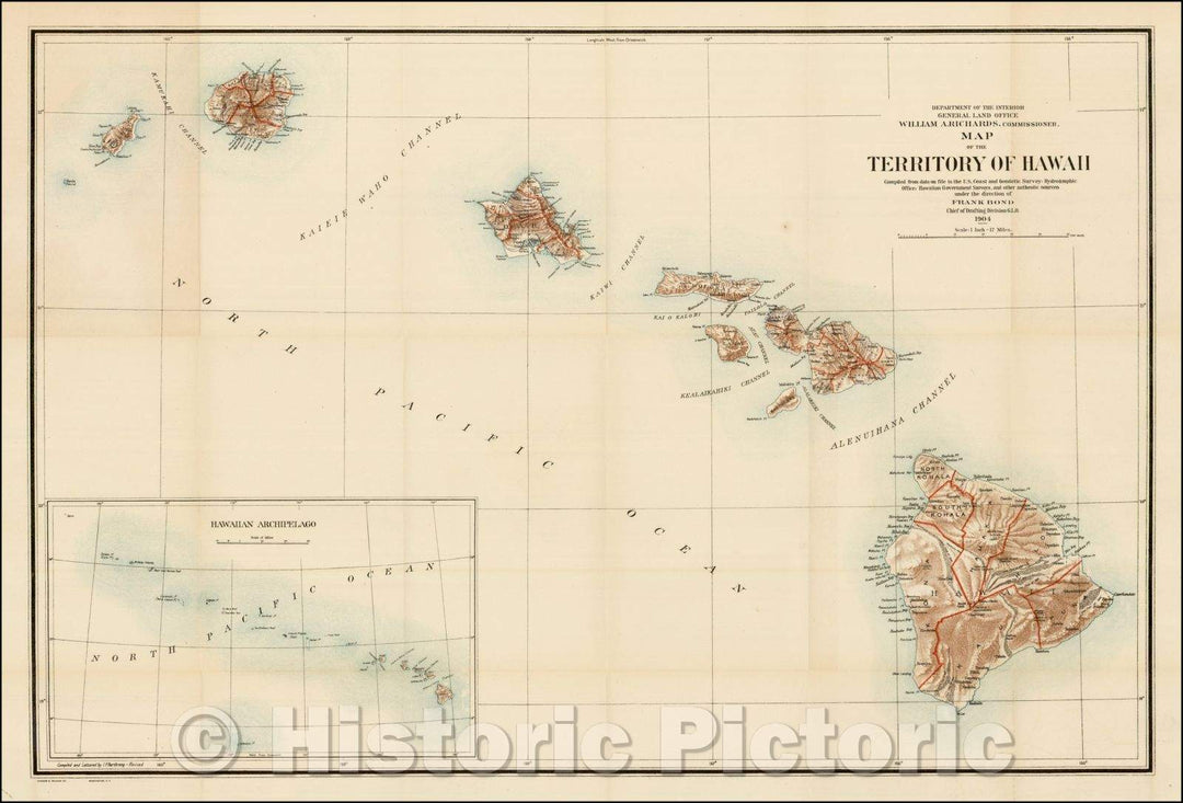 Historic Map - Map Of The Territory of Hawaii, compiled, 1904, U.S. Ge ...