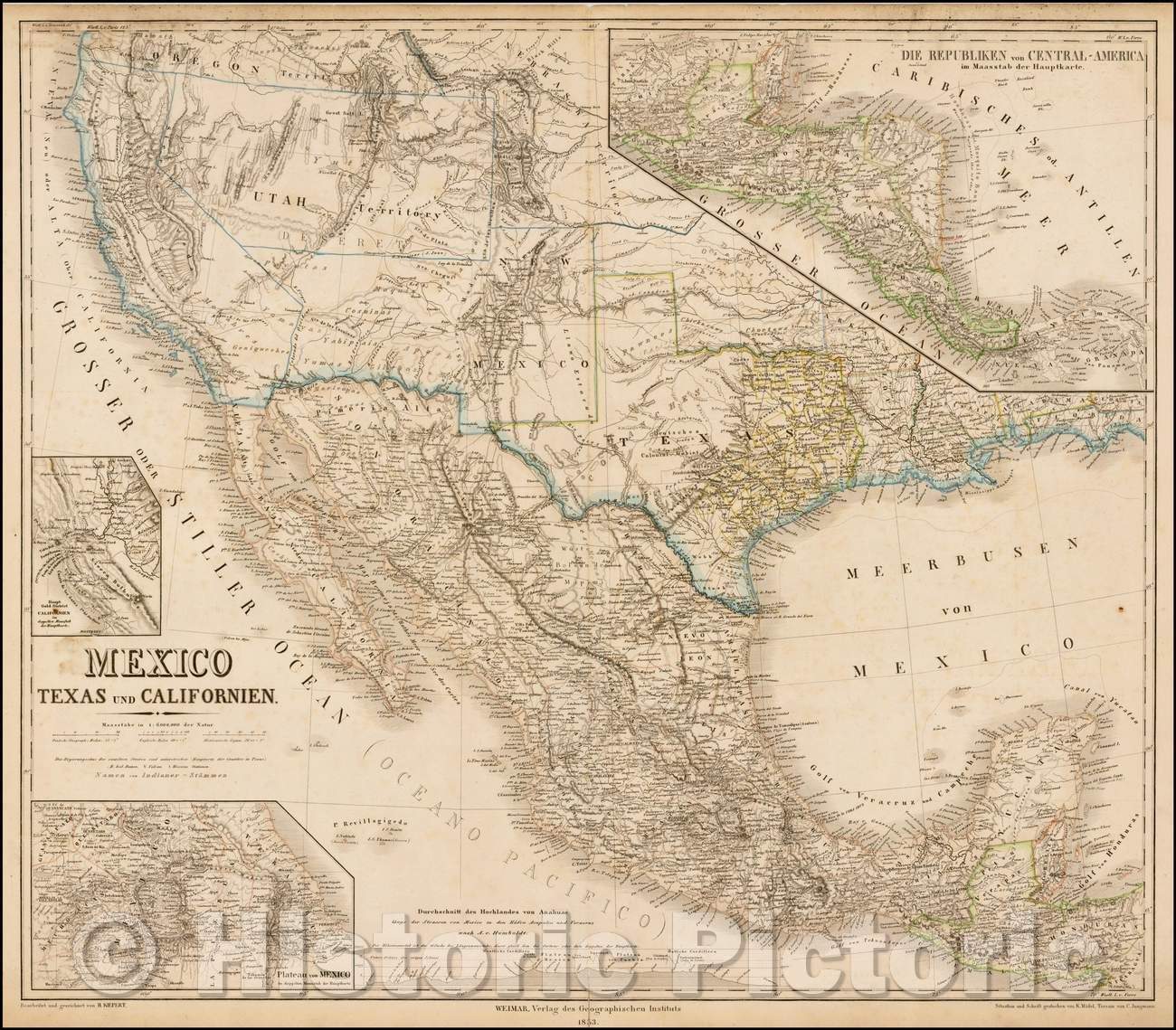 Historic Map - Mexico, Texas und Californien, 1853, Heinrich Kiepert v ...