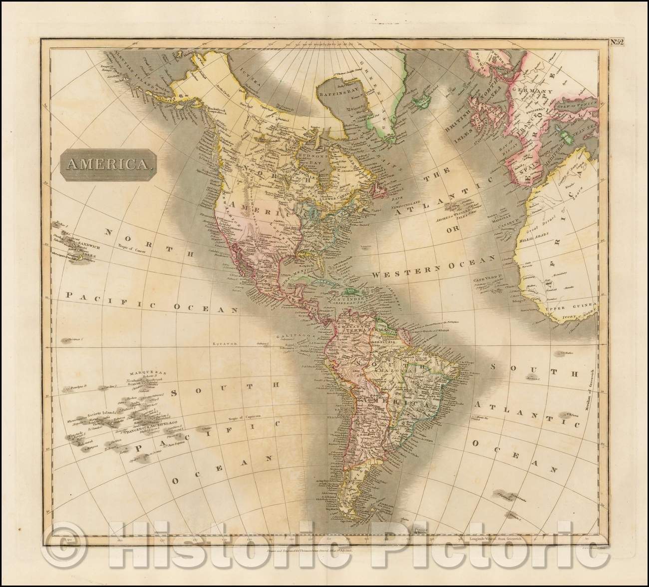 Historic Map - America, 1817, John Thomson - Vintage Wall Art ...