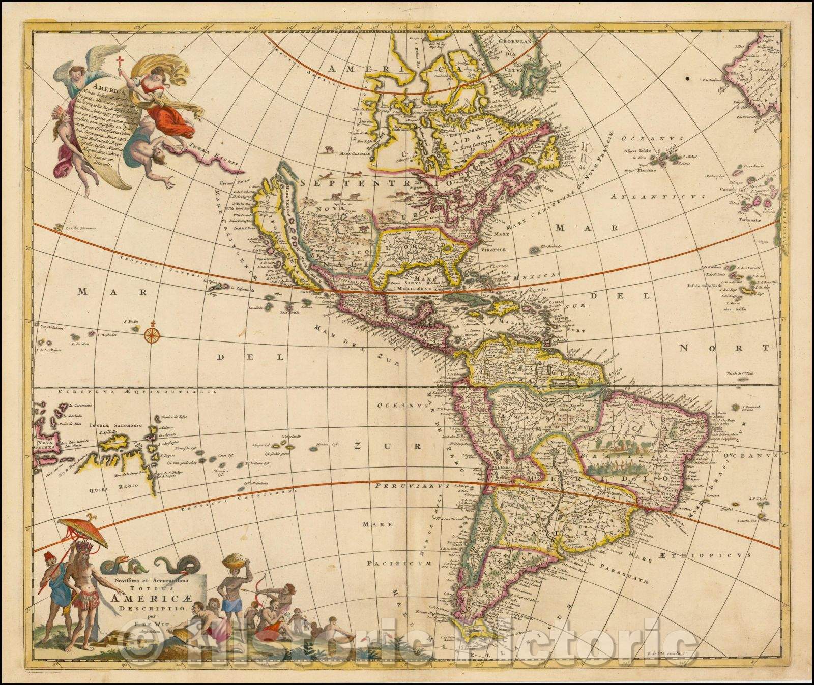 Historic Map - Novissima et Accuratissima Totius Americae Descriptio p – Historic Pictoric