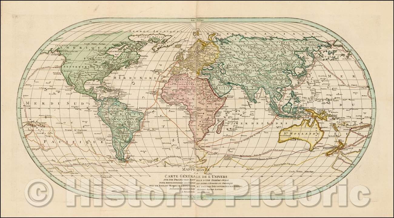 Historic Map - Mappe Monde ou Carte Generale de L' Univers Sur Une Pro ...