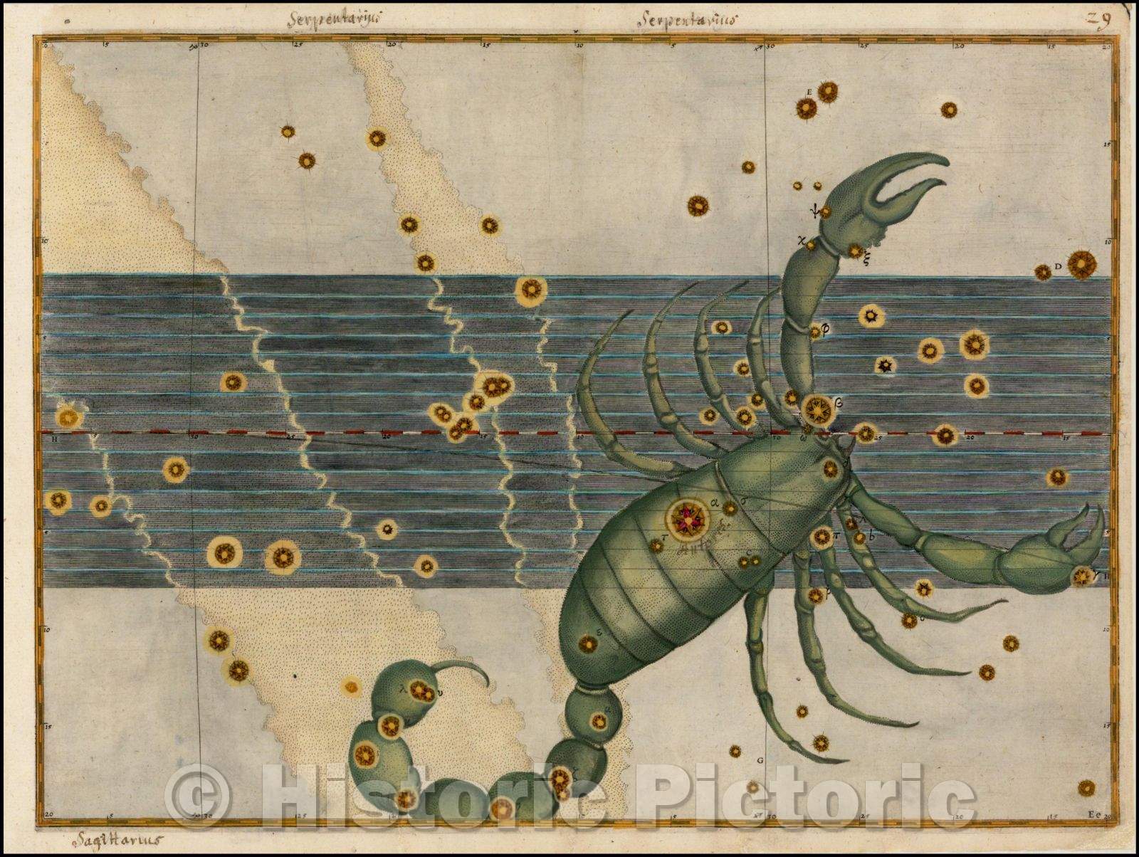 Historic Map - Scorpio with manuscript annotations, 1624, Johann Bayer ...
