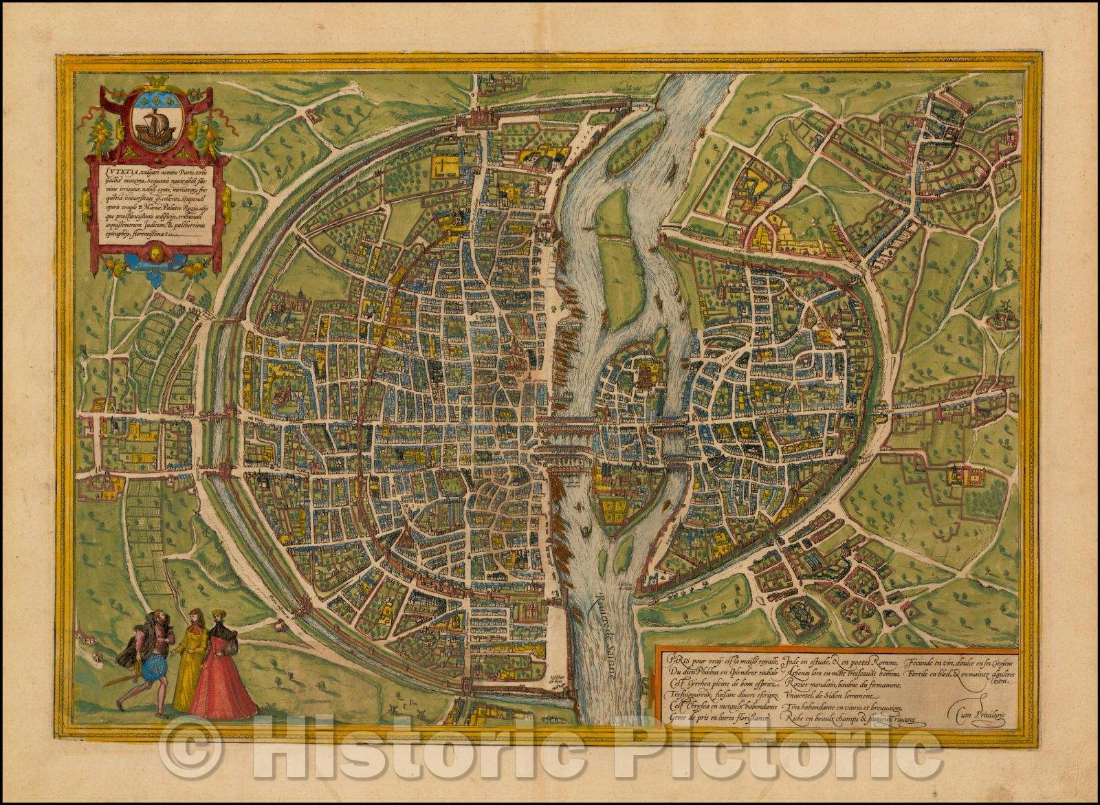 Historic Map - Paris Lutetia vulgari Nomine Paris, Urbs Galliae Maxima ...