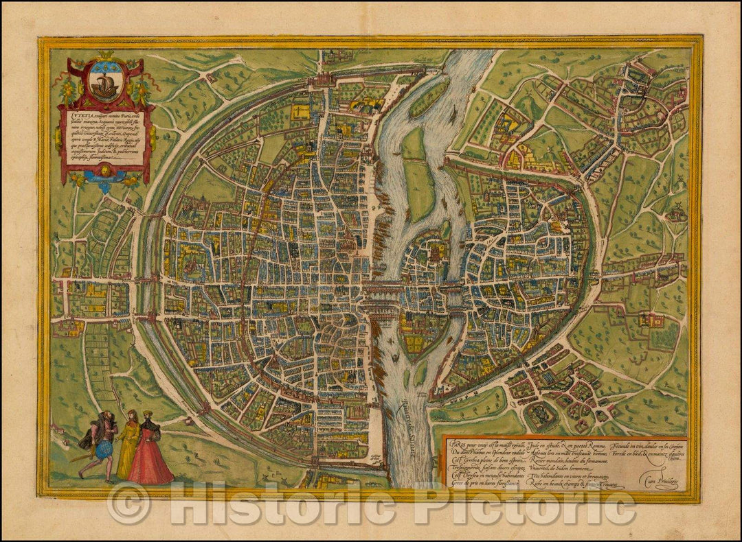 Historic Map - Paris Lutetia vulgari Nomine Paris, Urbs Galliae Maxima ...