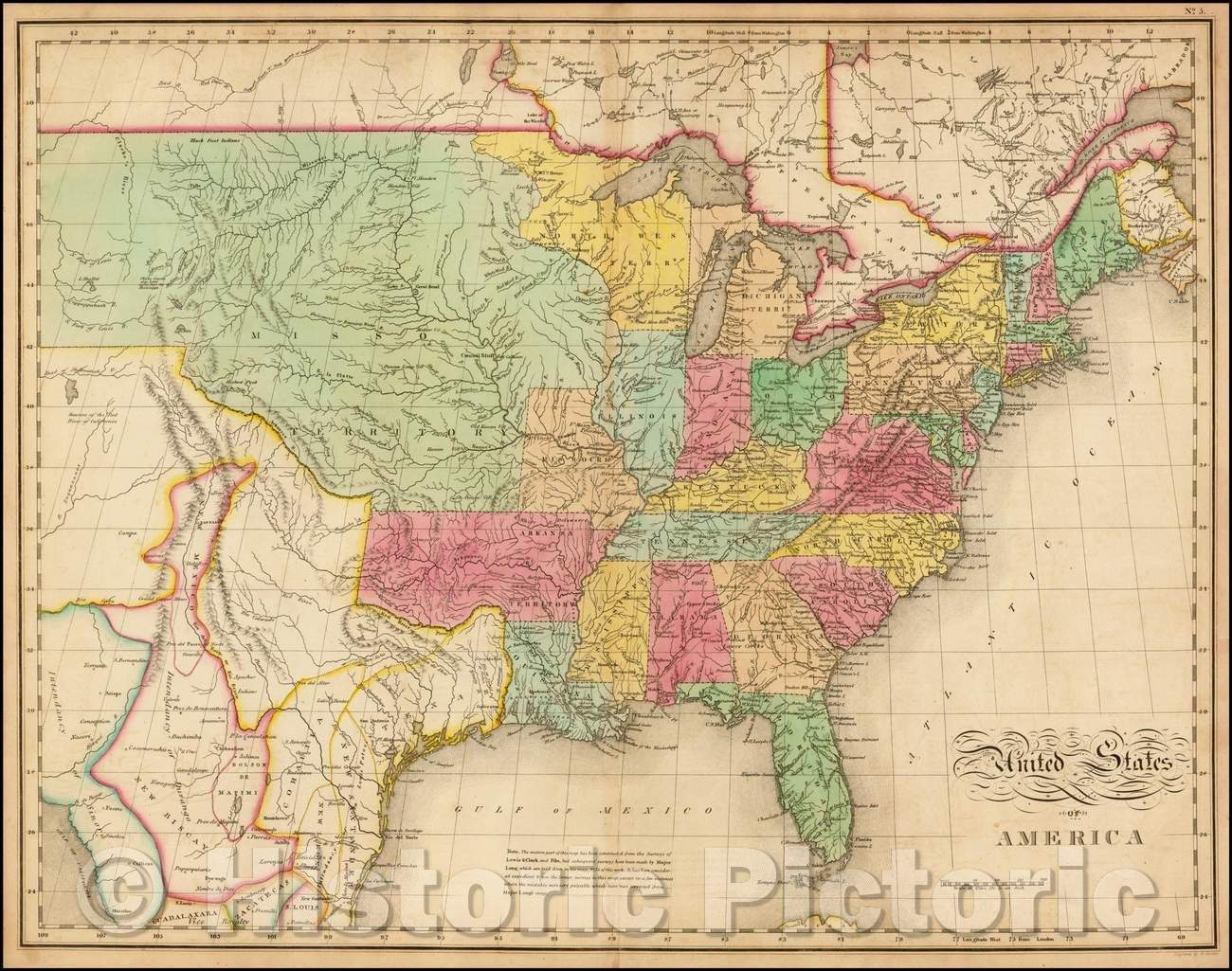 Historic Map - United States Of America, 1822, Henry Charles Carey - V ...