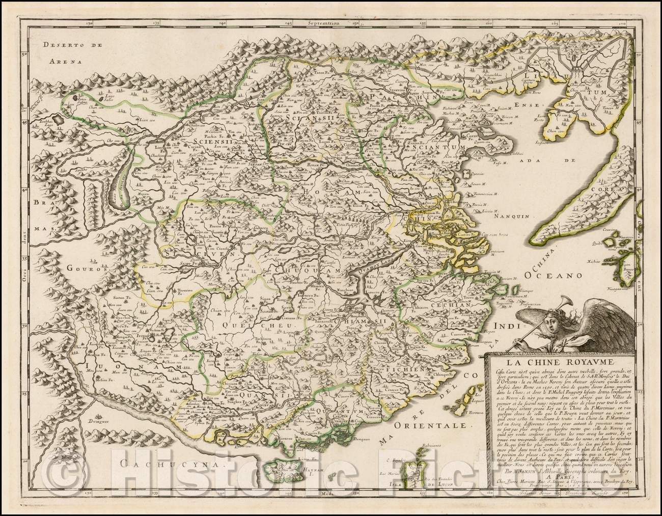 Historic Map - La Chine Royaume, 1656, Nicolas Sanson - Vintage Wall A ...