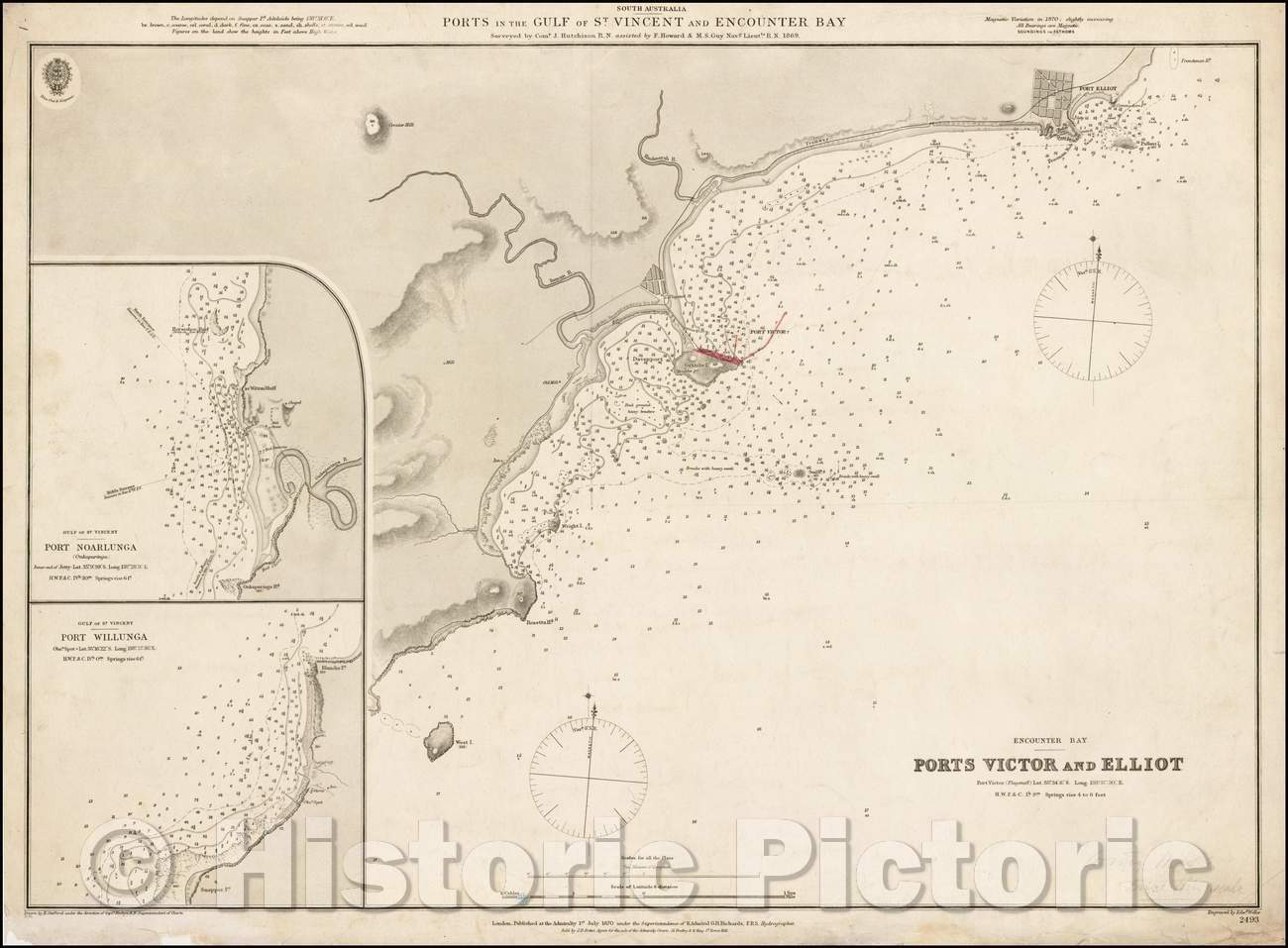 Historic Map - Ports in the Gulf of St. Vincent and Encounter Bay, 187 ...