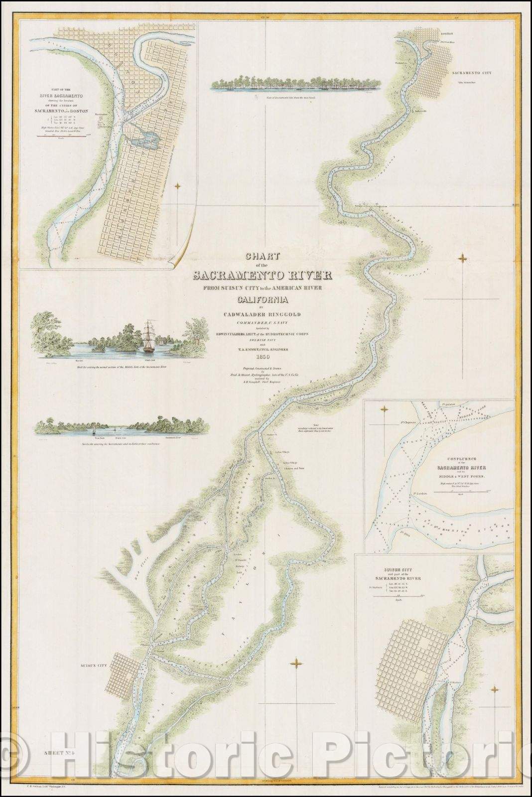 Historic Map - Chart of the Sacramento River From Suisun City to the A ...