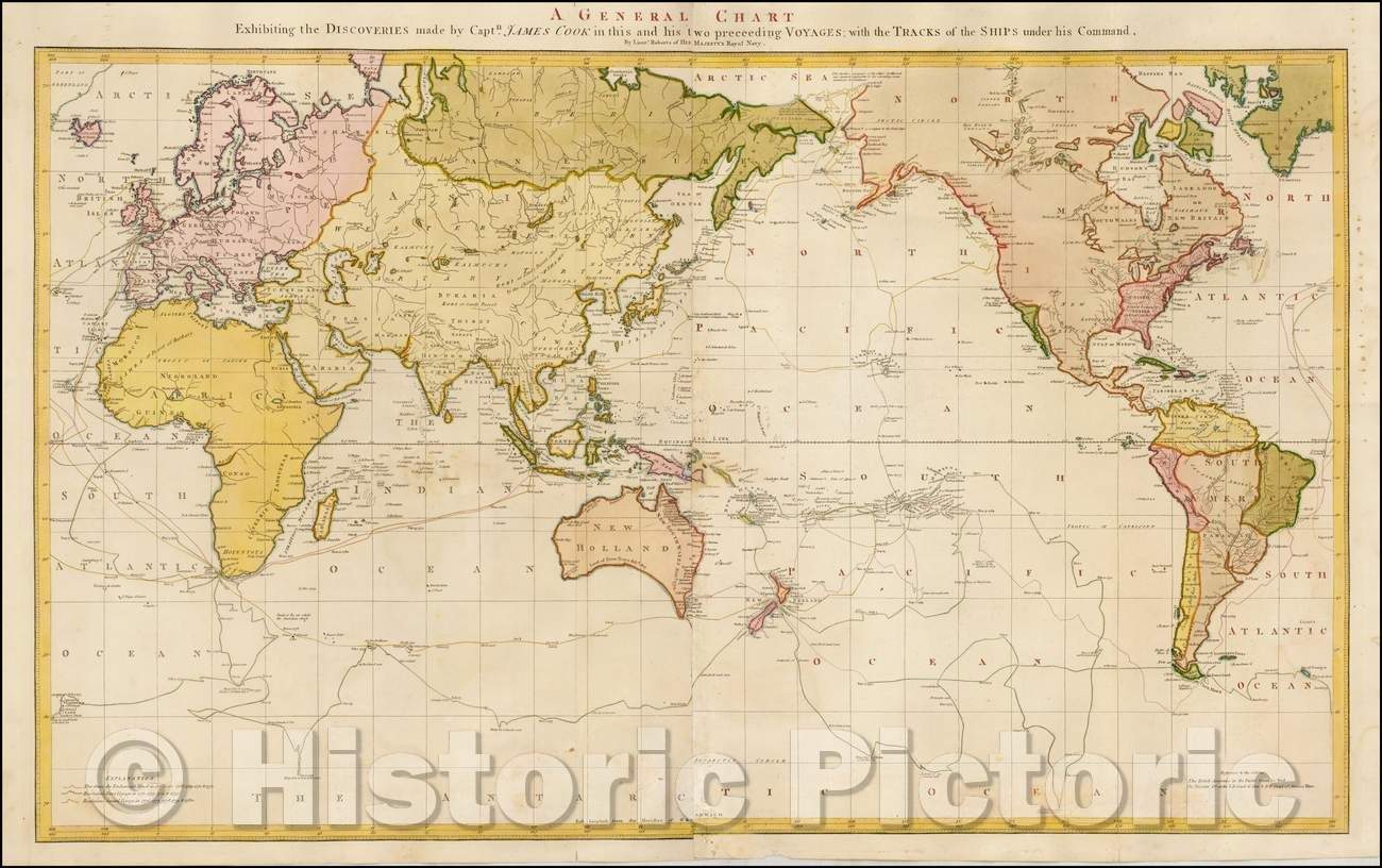 Historic Map - A General Chart Exhibiting the Discoveries made, 1784 ...