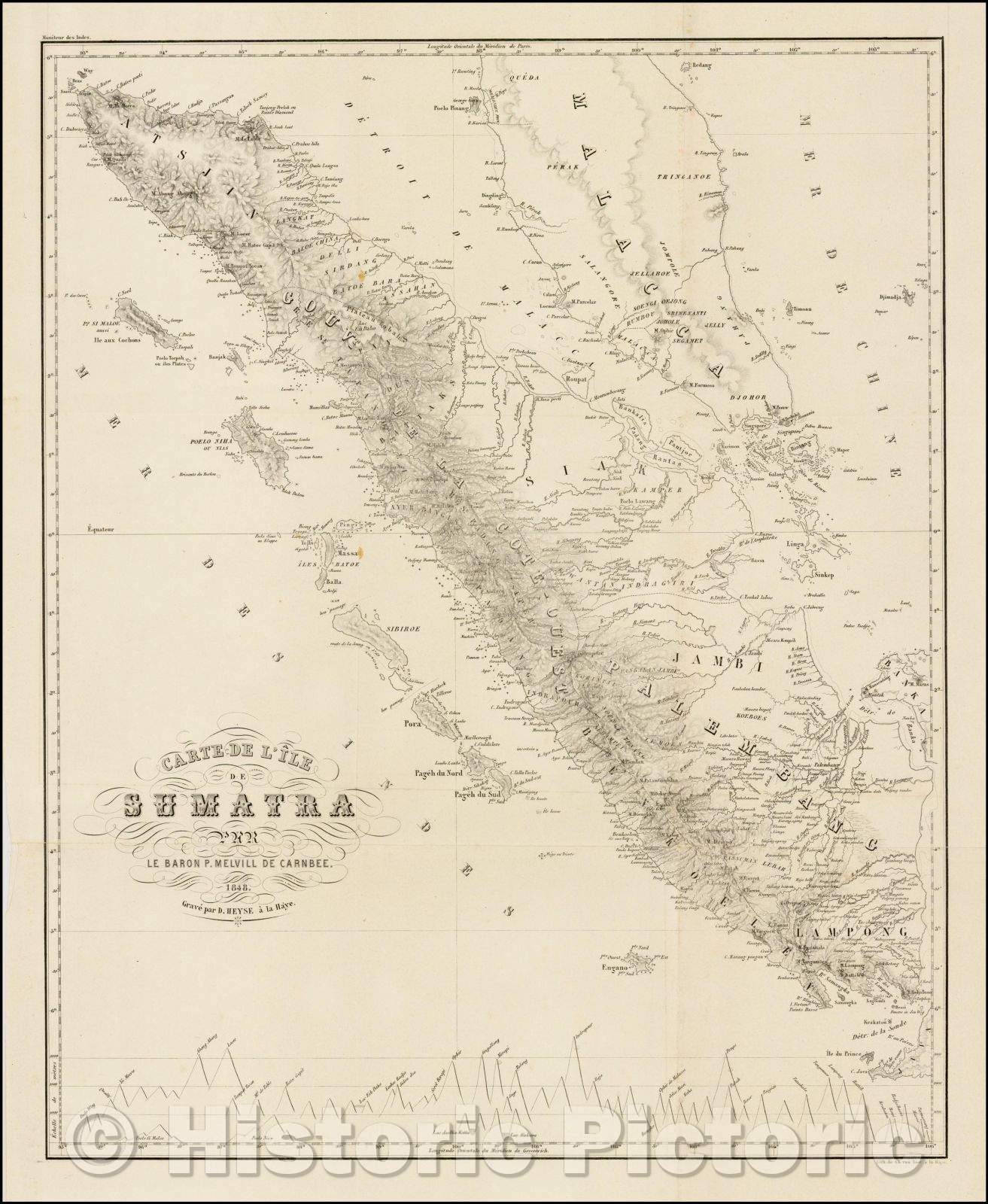 Historic Map - Carte De L'Ile De Sumatra Par Le Baron P Melvill De Car ...