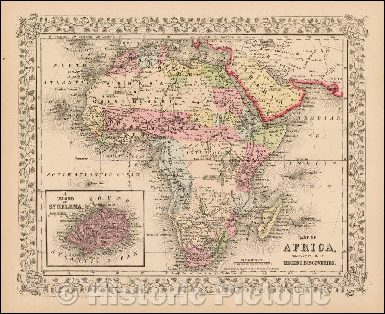 Historic Map - Map of Africa showing Its Most Recent Discoveries, 1880 ...