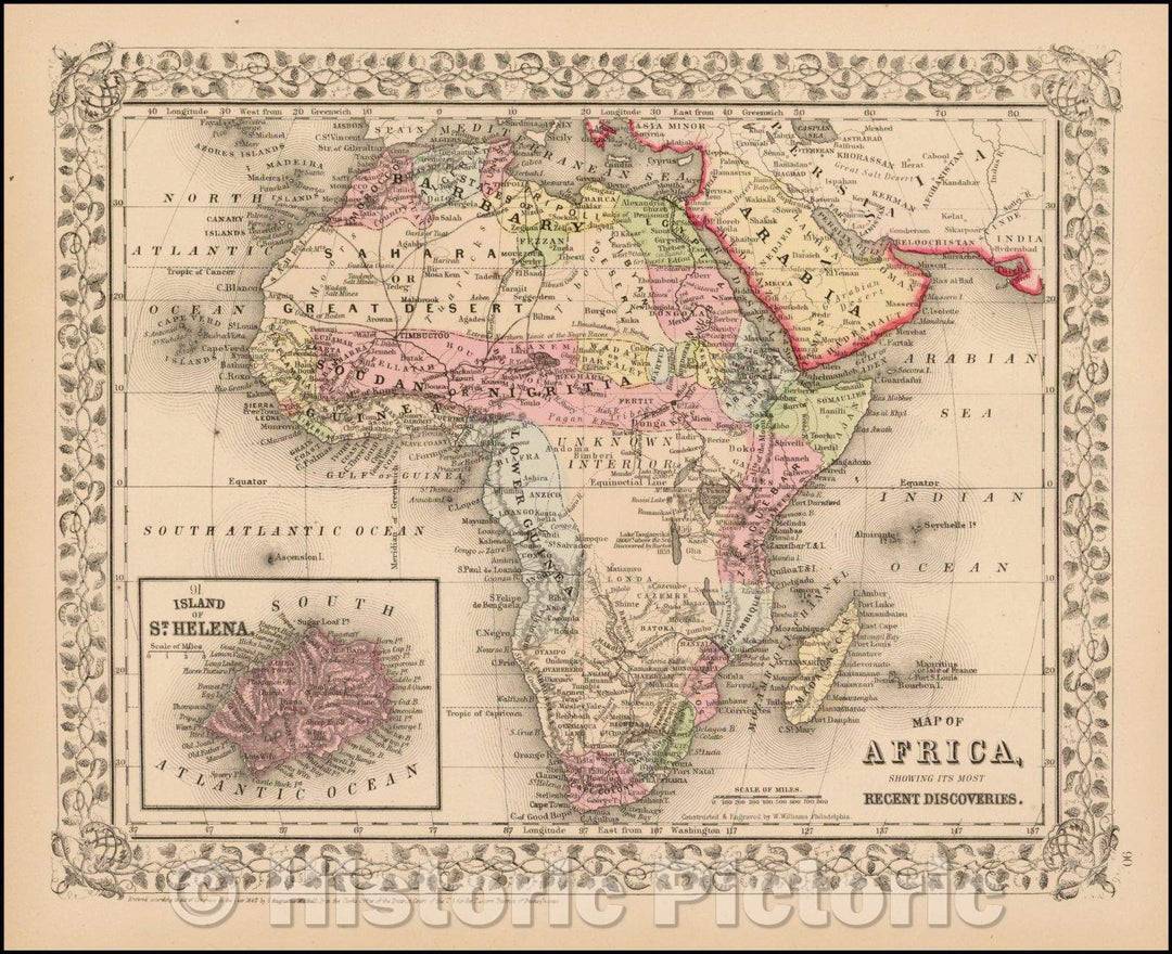 Historic Map - Map of Africa showing Its Most Recent Discoveries, 1880 ...