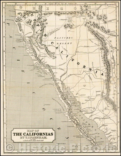 Historic Map - Map of the Californias, 1845, Sidney Morse - Vintage Wa ...