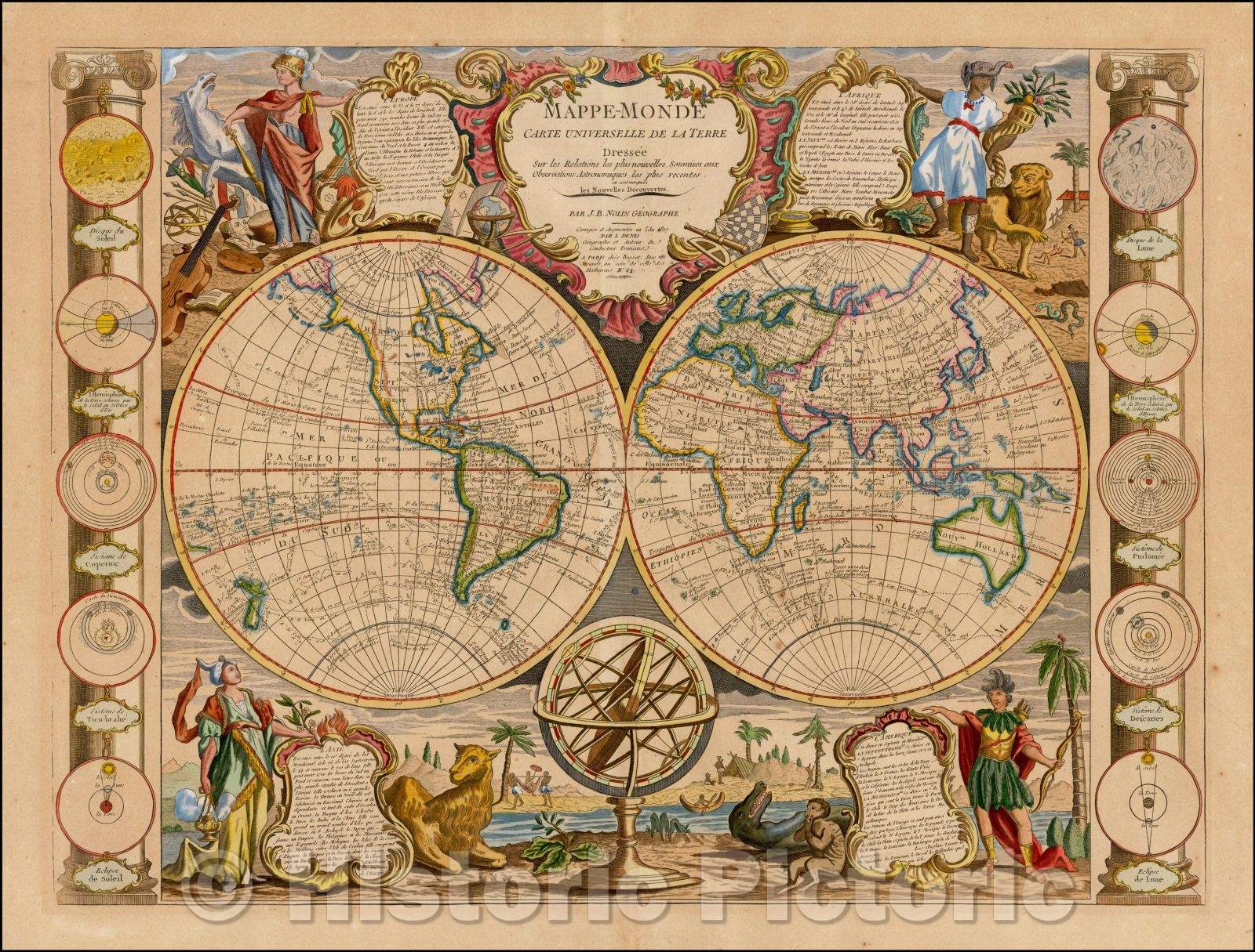 Historic Map - Mappe-Monde Carte Universelle de la Terre Dressee Sur l – Historic Pictoric