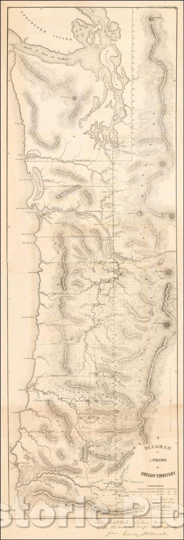 Historic Map - A Diagram of A Portion of Oregon Territory, 1852, U.S ...