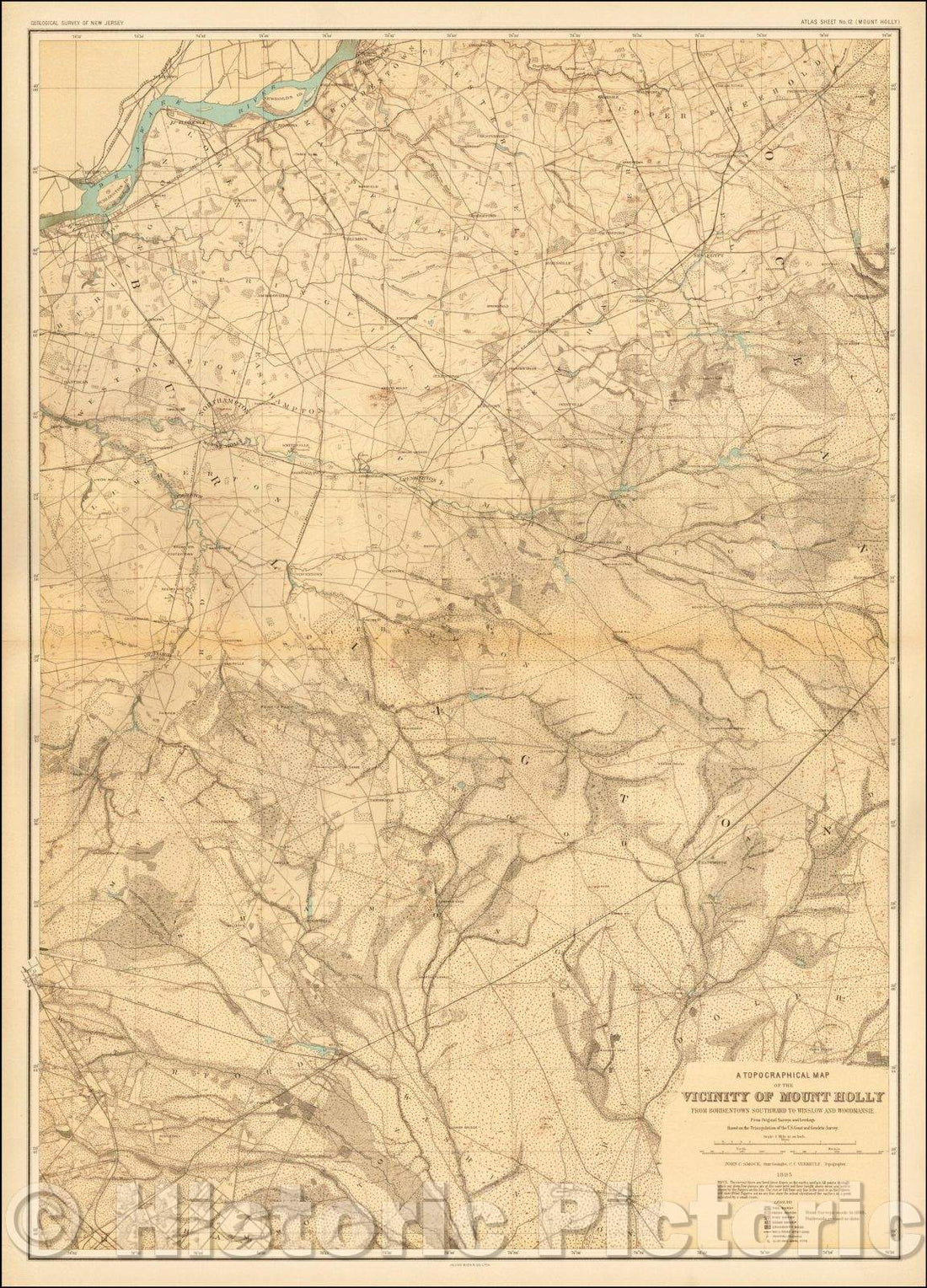 Mount Holly Topographic Map 1896 New Jersey Print | Historic Pictoric