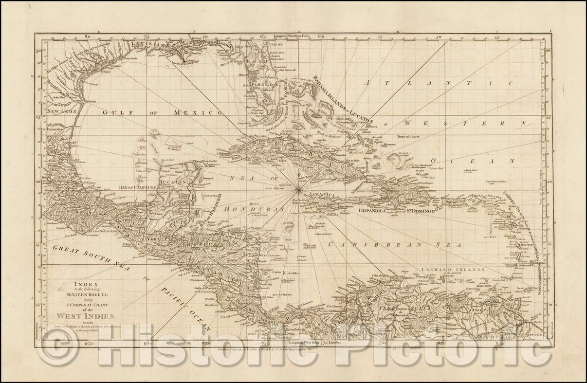 Historic Map - West India Atlas Key Sheet Map being A Compleat Chart o ...