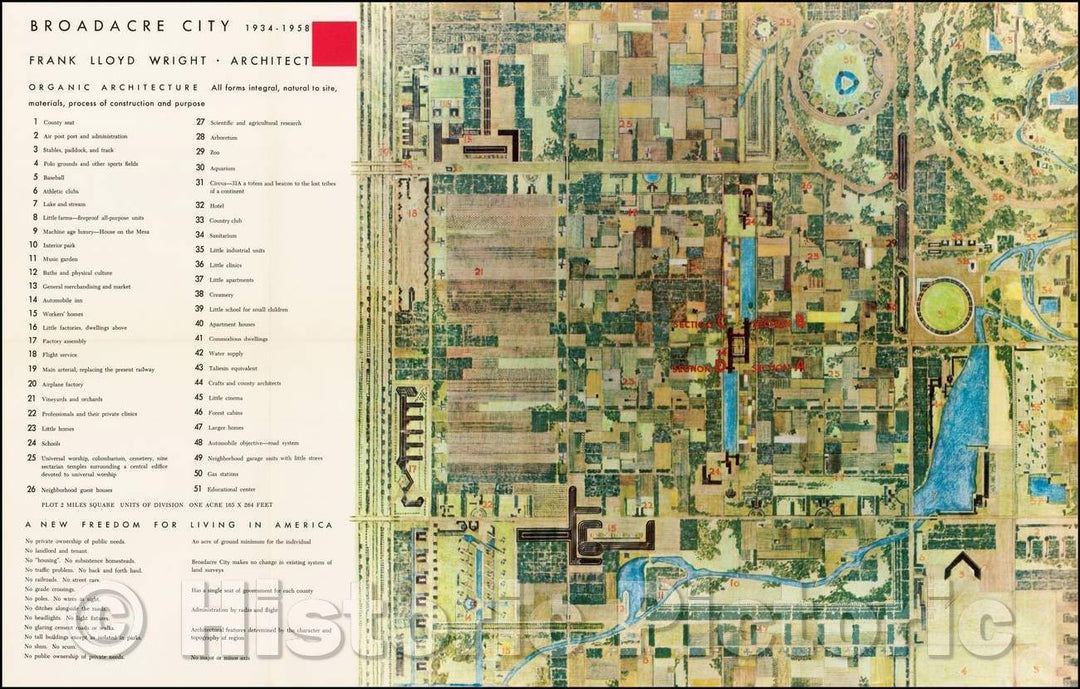 Historic Map - Broadacre City 1934-1958, 1959, Frank Lloyd Wright v1 ...