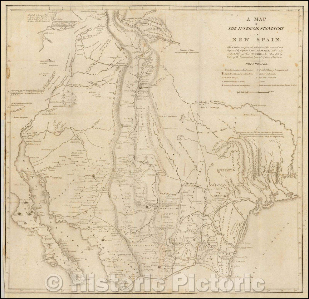 Historic Map - Internal Provinces of New Spain, 1810, Zebulon Montgome ...