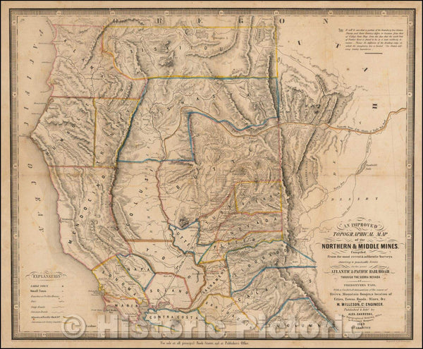 Historic Map - Topographical of the Northern & Middle Mines. Compiles ...
