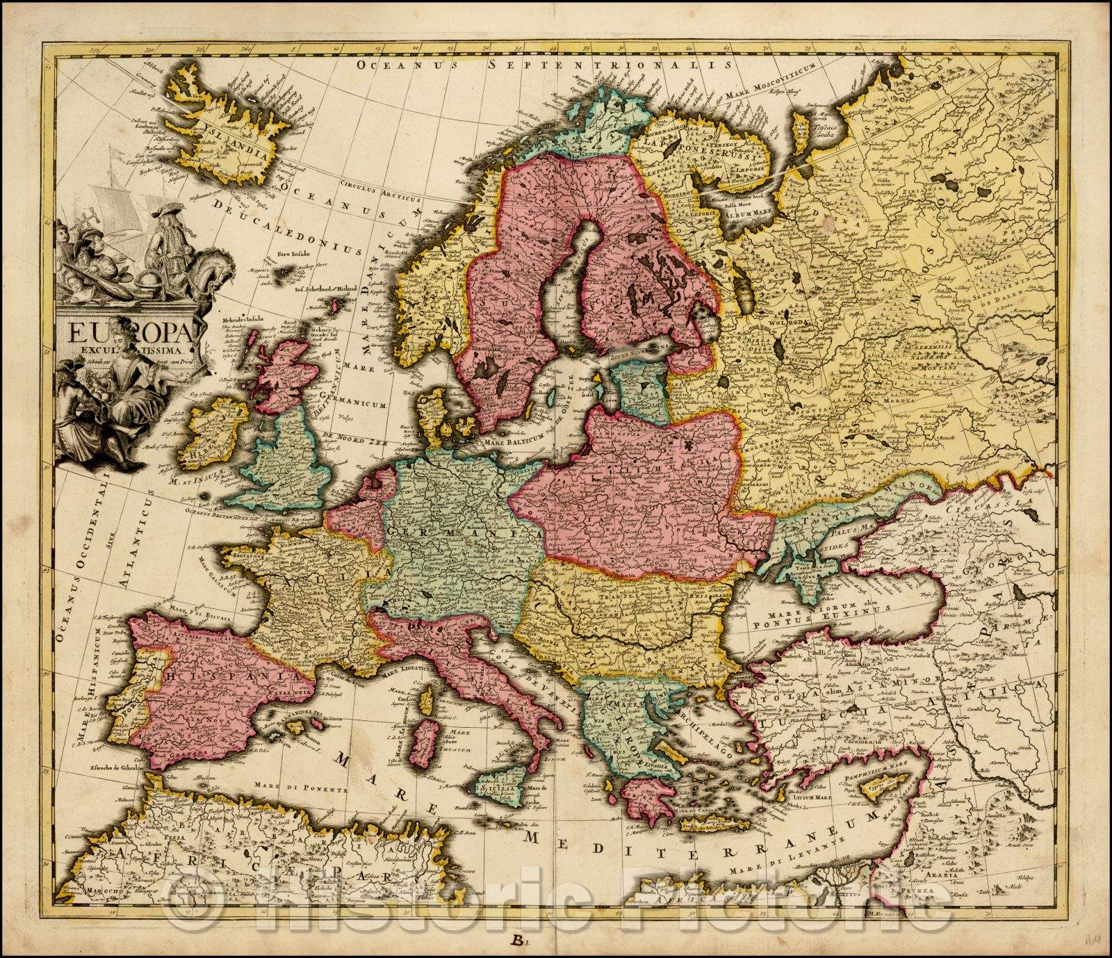 Historic Map - Europa Excultissima/Map of Europe, 1700, Peter Schenk ...