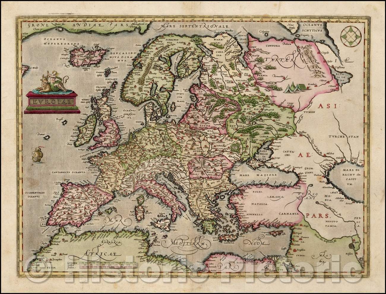 Historic Map - Europe, 1578, Abraham Ortelius - Vintage Wall Art ...