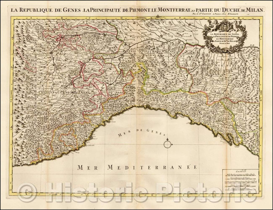 Historic Map - La Republique De Genes, La Principaute de Piemont/Map o ...
