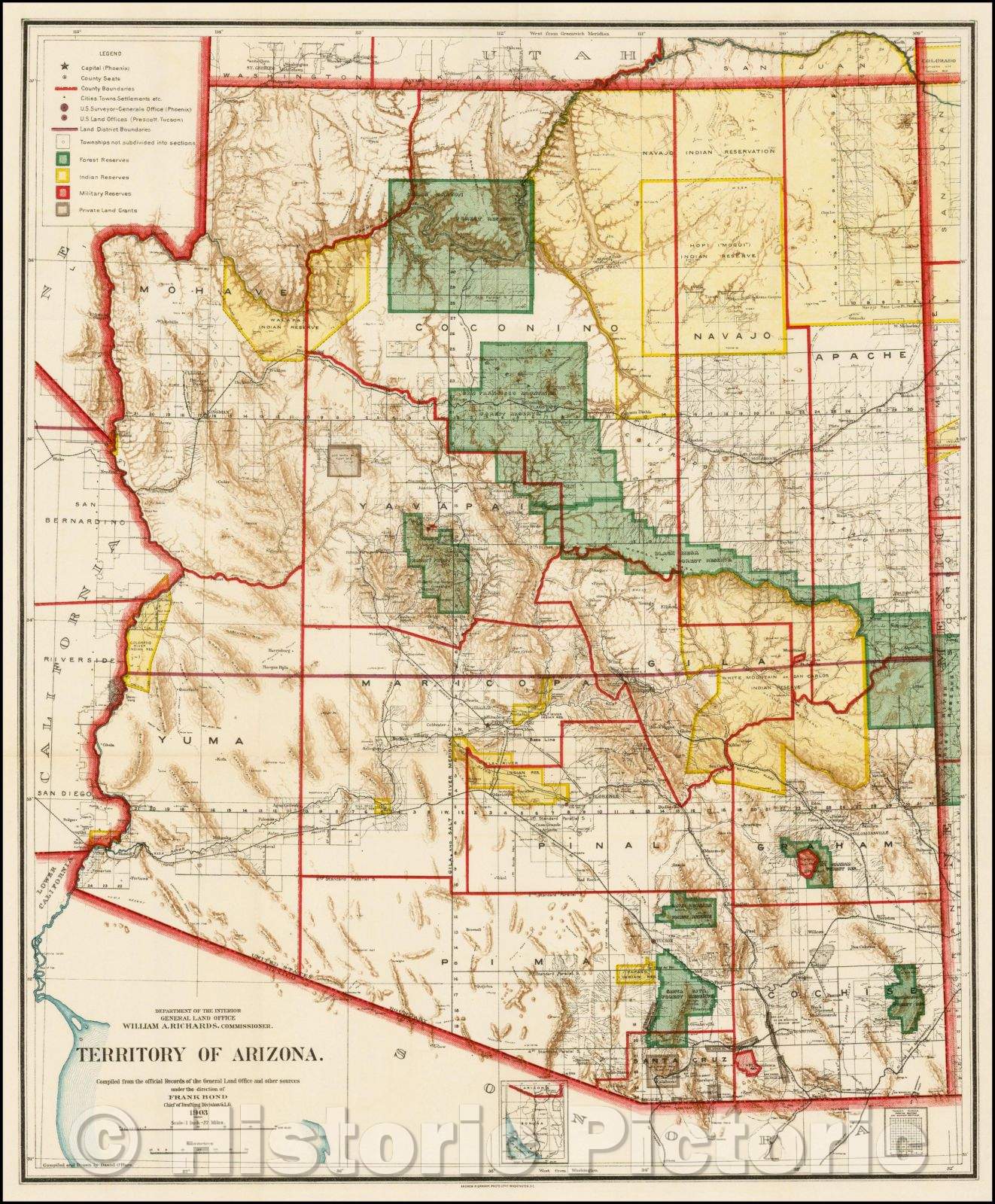 Historic Map - Territory of Arizona, 1903, General Land Office v2 ...
