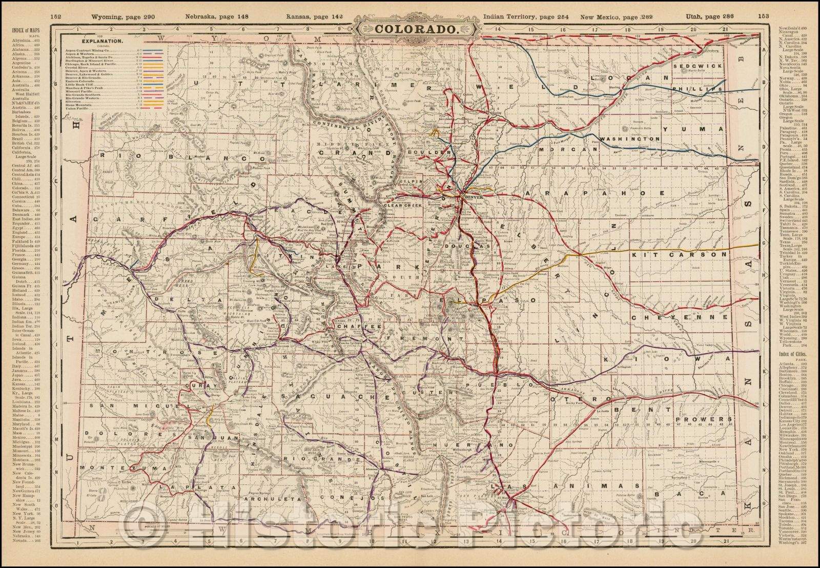 Historic Map - Colorado, 1892, George F. Cram v2 – Historic Pictoric