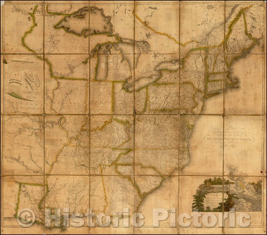 Historic Map - Map of The United States of America, 1816, Thomas Kense ...