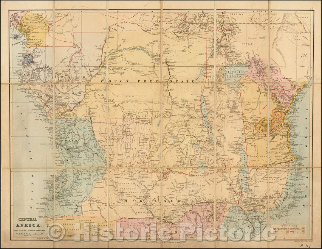 Historic Map - Central Africa (Pocket Map), 1890, Edward Stanford - Vi ...