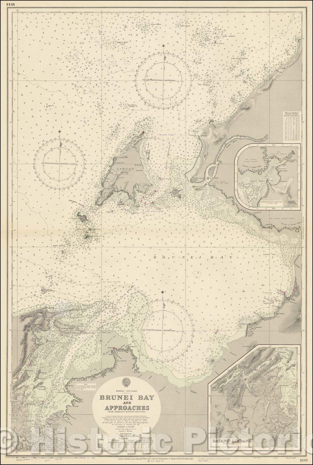 Historic Map - Brunei Bay and Approaches From Admiralty Surveys from 1 ...