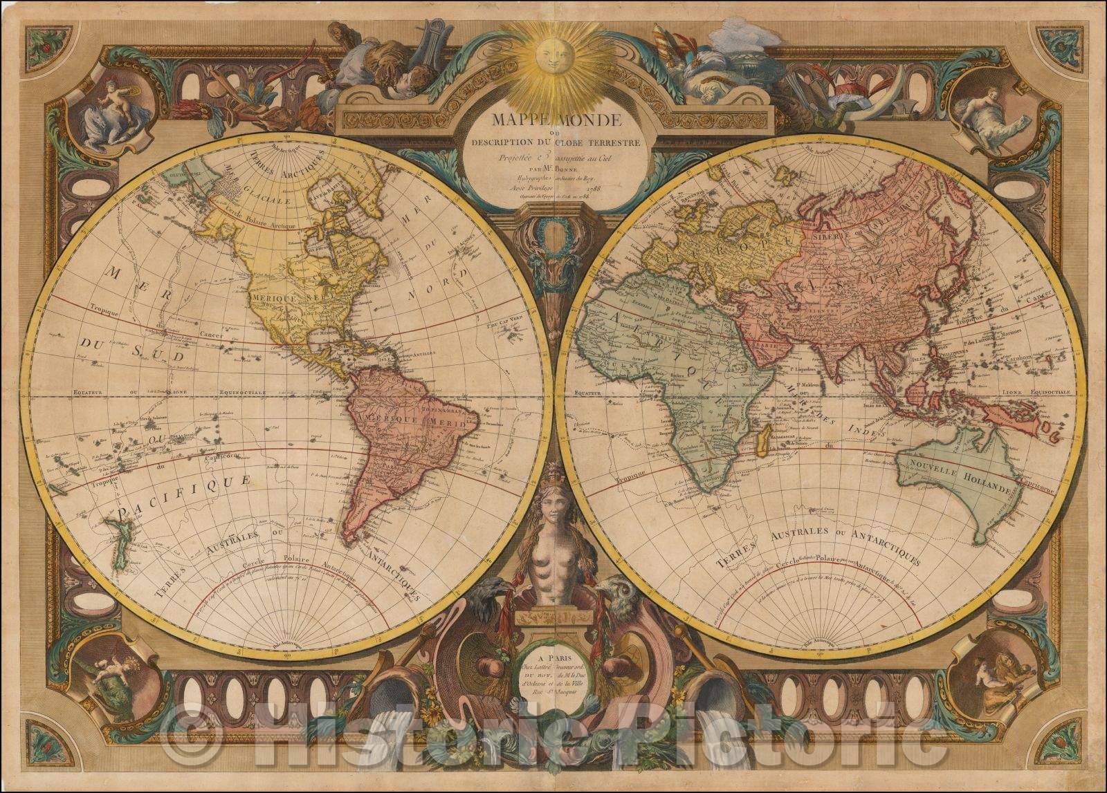 Historic Map - [Wall Map] Mappe Monde ou Description Du Globe Terrestr – Historic Pictoric