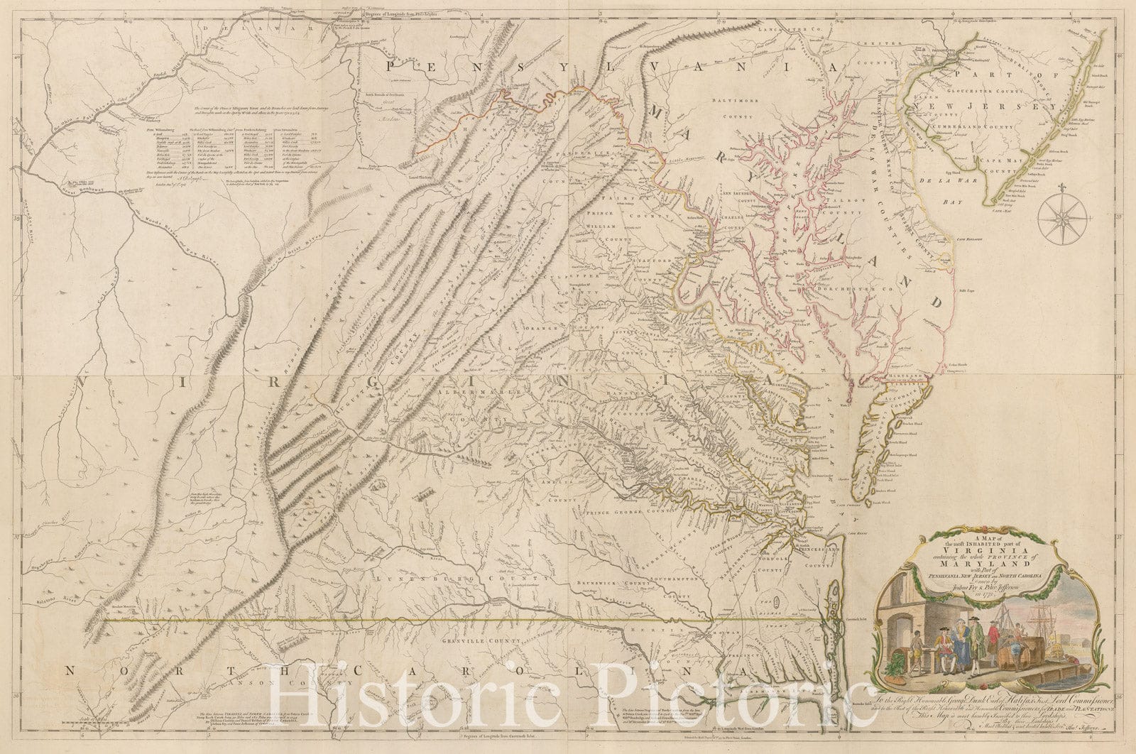 Historic Map - most Inhabited part of Virginia containing the whole Pr ...