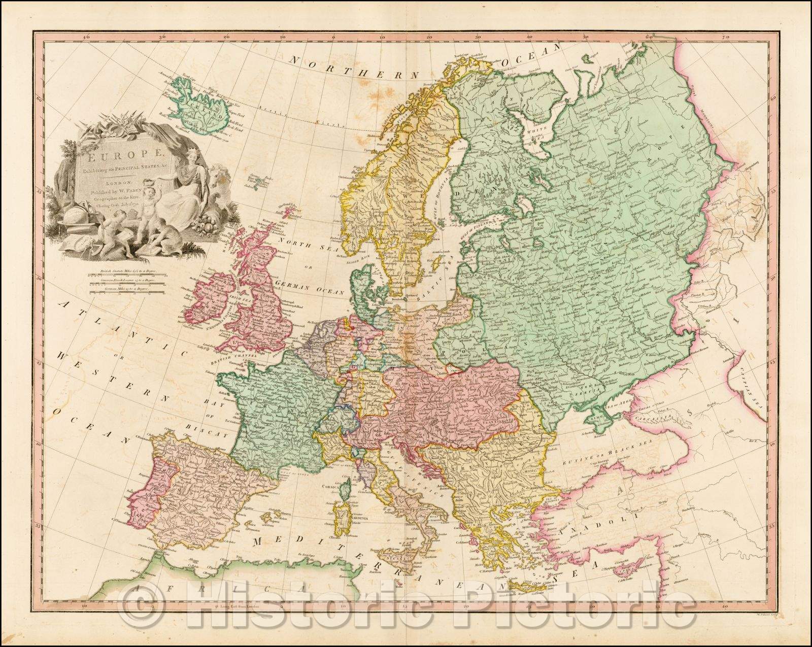 Historic Map - Europe, Exhibiting its Principal States, 1791, William ...